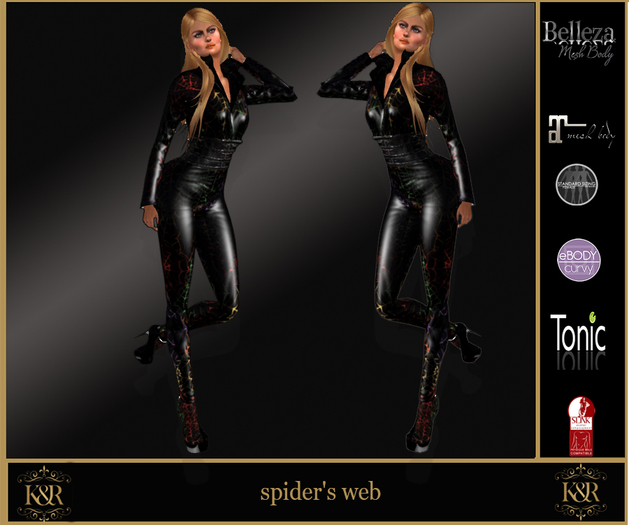 Second Life Marketplace - Sexy latex catsuit, Spiders web Maitreya, Tmp, Tonic